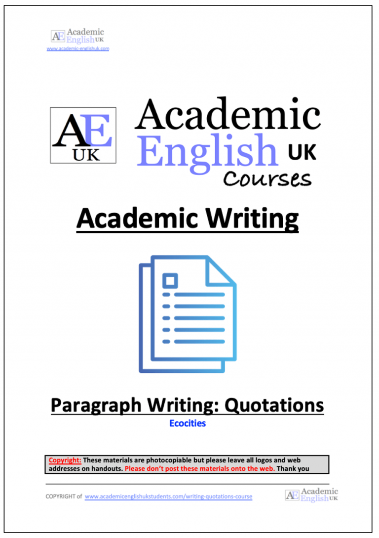Academic Writing Skills (using quotations)