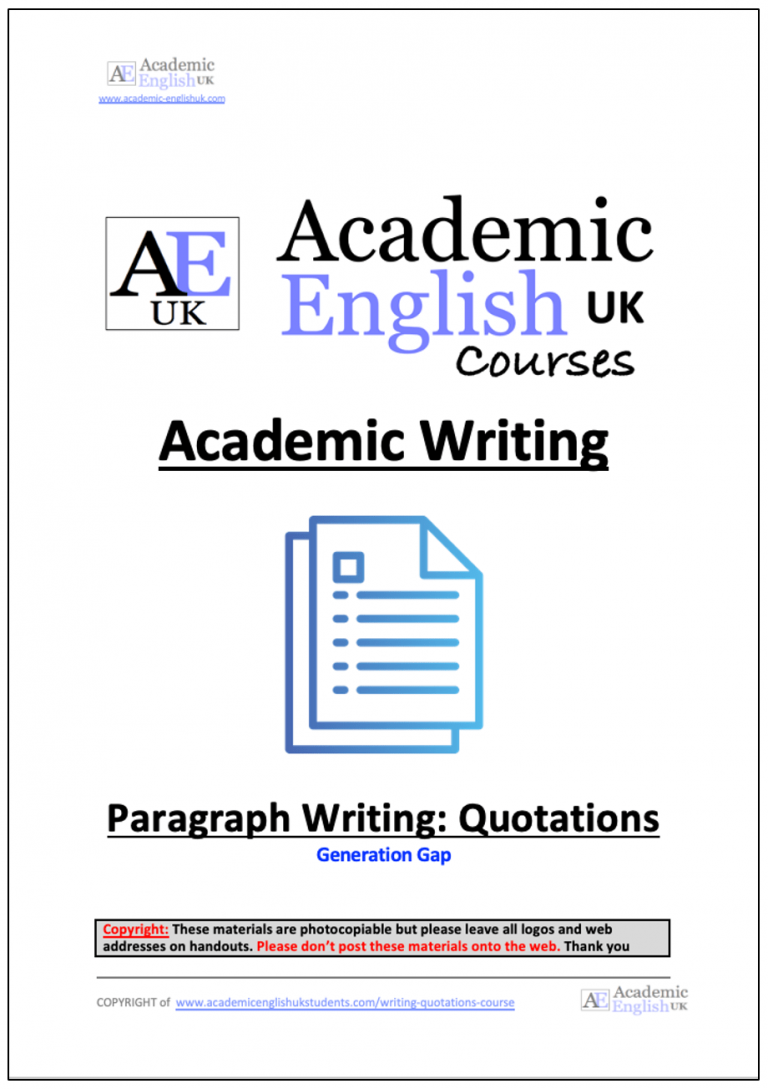 Academic Writing Skills (using quotations)