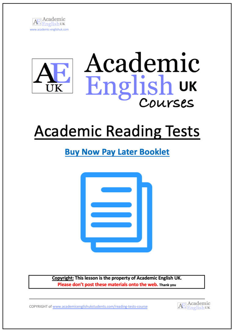 Academic Reading Tests (with tutorials)
